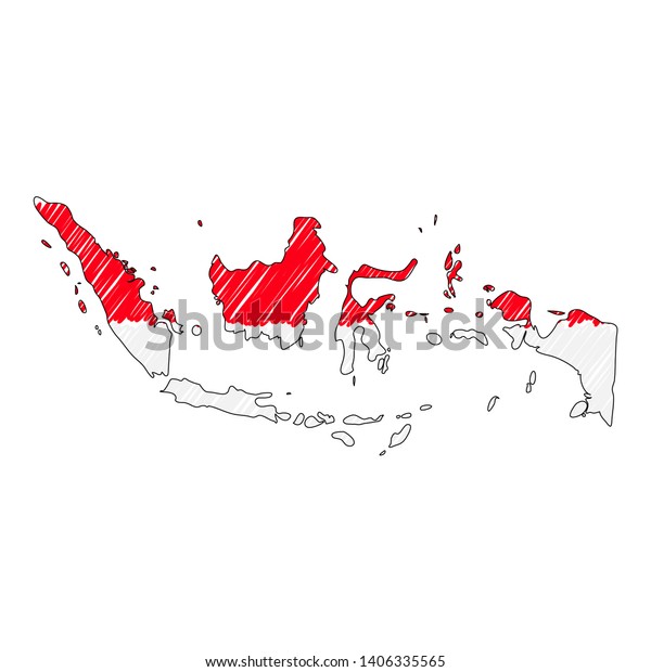 Indonesia Map Hand Drawn Sketch Vector Stock Vector (Royalty Free ...