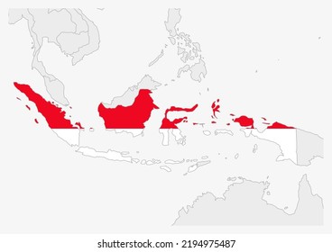 Indonesia Map Highlighted Indonesia Flag Colors Stock Vector (Royalty ...