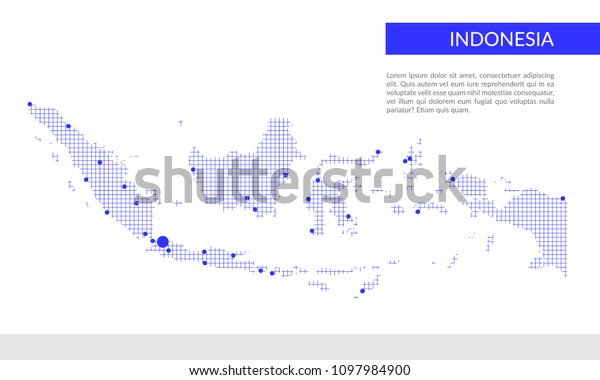 Vektor Stok Indonesia Map Infographics Background Blue Grid (Tanpa ...