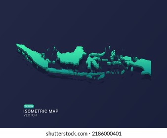 Indonesia Map Isometric Green Gradient Vector Stock Vector (Royalty ...