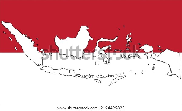 Indonesia Map Red White Background According Stock Vector (Royalty Free ...