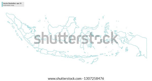 Indonesia Map Regions Vector Line Illustration Stok Vektör (Telifsiz ...