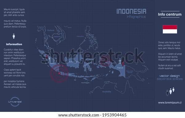 Indonesia Map Separate Regions Names Infographics Stock Vector (Royalty ...