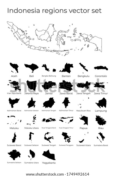 Indonesia Map Shapes Regions Blank Vector Stock Vector (Royalty Free ...