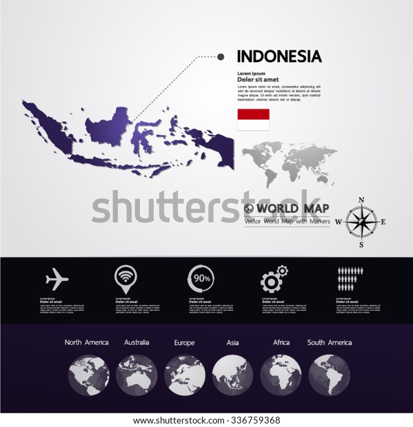 Indonesia Map Vector Illustration Stock Vector (Royalty Free) 336759368 ...