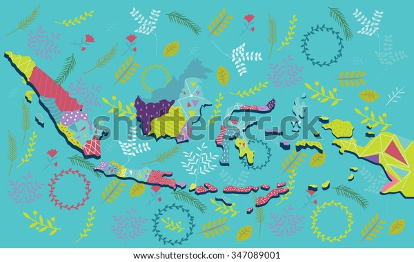 Indonesia Map Vector Illustration Art Pattern 库存矢量图（免版税）347089001 ...