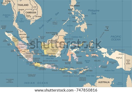 Indonesia Map Vintage Detailed Vector Illustration Stock Vector ...