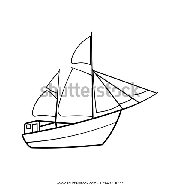Vektor Stok Indonesia Traditional Phinisi Ship Vector Design (Tanpa ...