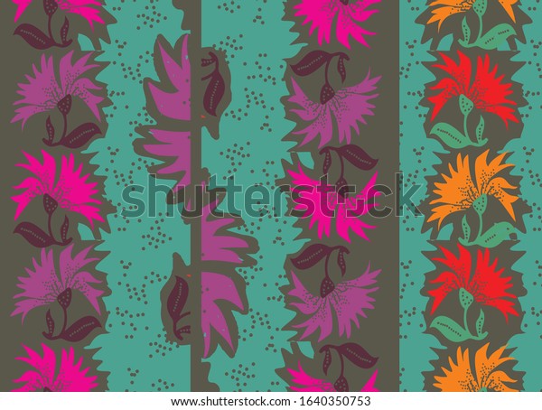 Indonesian Batik Coloring Technique On Fabrics 스톡 벡터(로열티 프리) 1640350753 ...