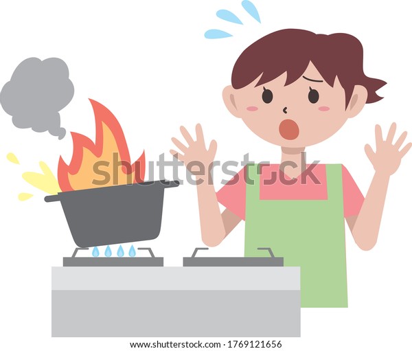 Indoor Kitchen Fire Illustration Material Stock Vector (Royalty Free ...