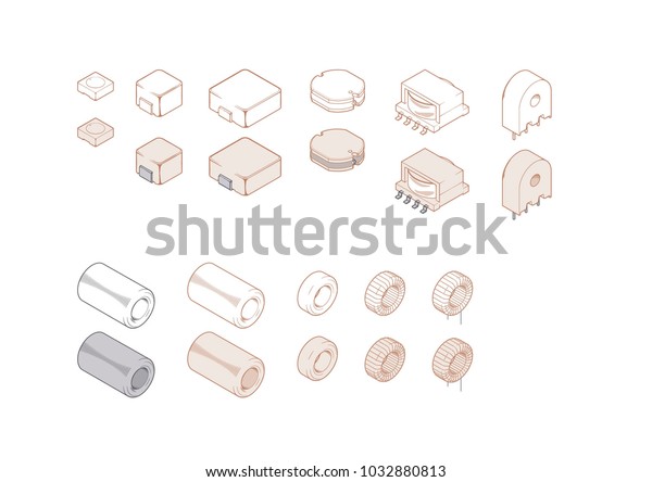 Inductor Sketch Collection Isometric View: vector de stock (libre de ...