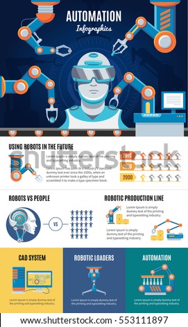 Industrial Automation Infographic Template Using Robotic Stock Vector ...