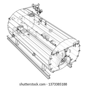 Industrial Boiler Outline Vector Rendering 3d Stock Vector (Royalty ...