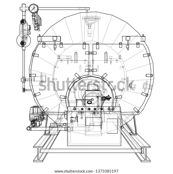 Industrial Boiler Outline Vector Rendering 3d Stock Vector (Royalty ...