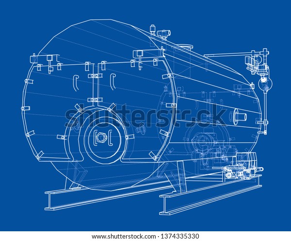 Industrial Boiler Outline Vector Rendering 3d Stock Vector (Royalty ...