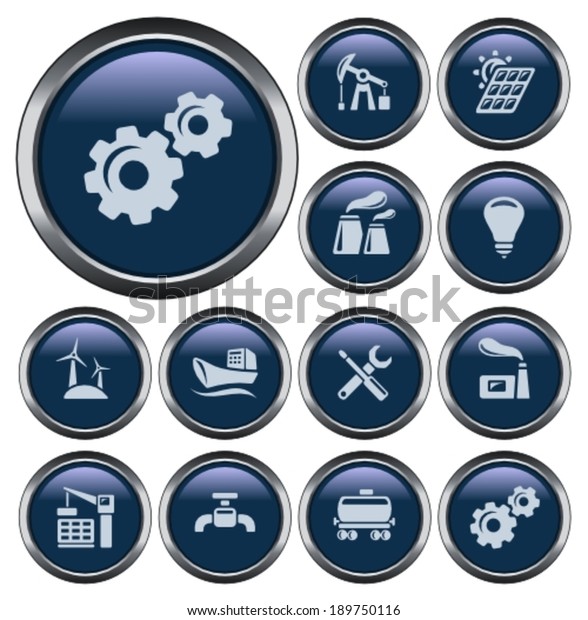 Industrial Button Set Stock Vector (Royalty Free) 189750116 | Shutterstock