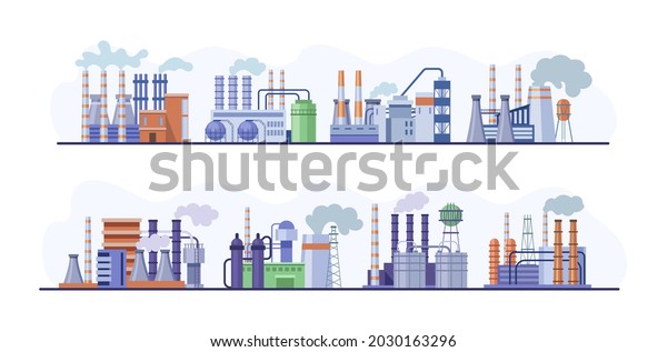 Industrial Complex Factory Buildings Set Chemical: เวกเตอร์สต็อก (ปลอด ...