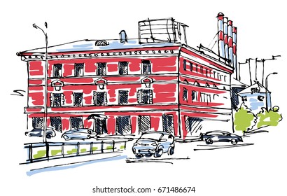 Industrial District Sketch Stock Vector (Royalty Free) 671486674 ...