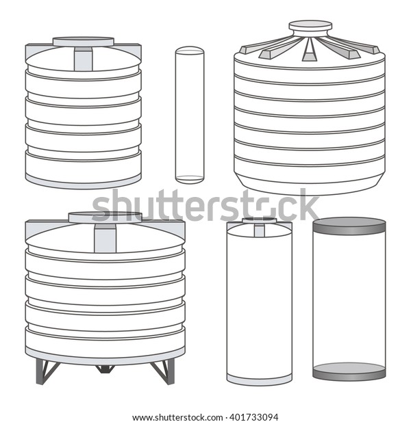 Industrial Empty Water Tanks Set Vector 库存矢量图（免版税）401733094 | Shutterstock