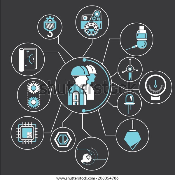 Industrial Engineering Concept Info Graphic Black Stock Vector (Royalty ...