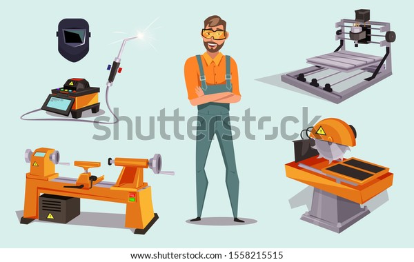 Industrial Equipment Flat Vector Illustrations Set Stock Vector ...