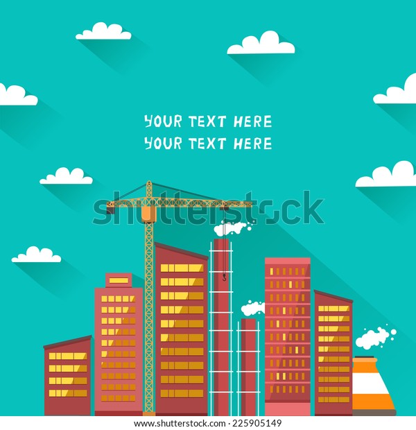 Industrial Factory Building Background Flat Design Stock Vector ...