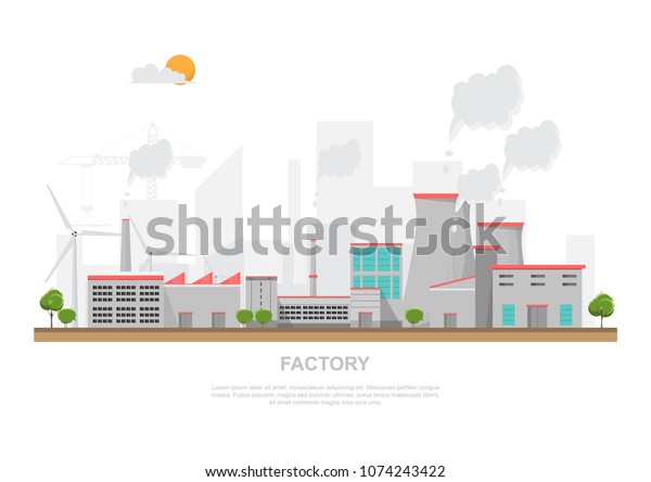 Industrial Factory Flat Stylevector Illustration Manufacturing Stock ...