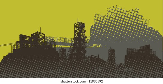 Industrial Landscape Vector Green Stock Vector (Royalty Free) 11985592 ...