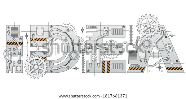 Industrielle Schrift. Technische Zeichnung. Einzeln auf: Stock ...
