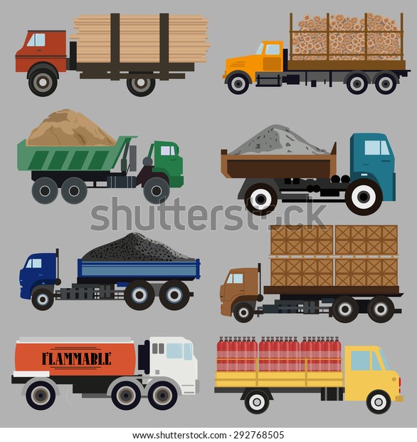 Industrial Transportation Vector Set Construction Shipping Stock Vector ...