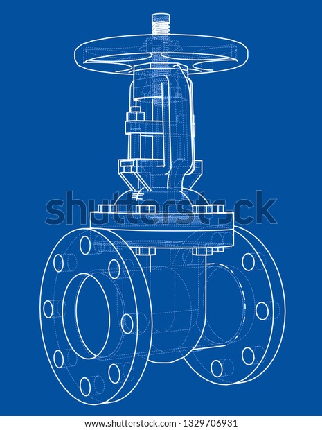 Industrial Valve Outline Vector Rendering 3d Stock Vector (Royalty Free ...