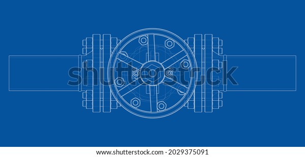 Industrial Valve Vector Rendering 3d Wireframe Stock Vector (Royalty ...