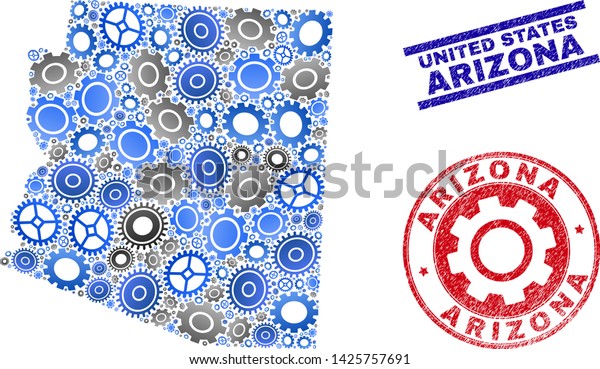 Industrial Vector Arizona State Map Collage Stock Vector (Royalty Free ...
