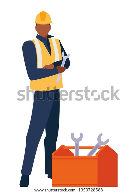 Industrial Worker Black Avatar Character Stock Vector (Royalty Free ...