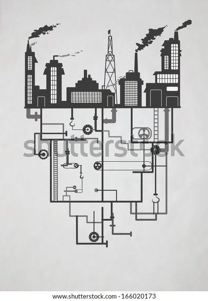 Industrial World Vector Illustration Stock Vector (Royalty Free) 166020173