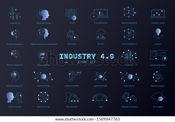 Industry 40 Icon Set Big Data Stock Vector (Royalty Free) 1589847763 ...