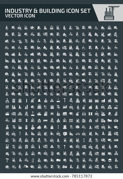 Industry Building Icon Set Stock Vector (Royalty Free) 785117872 ...