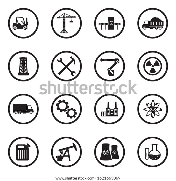Industry Icons Black Flat Design Circle Stock Vector (Royalty Free ...