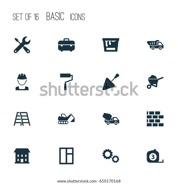 Industry Icons Set Collection Cement Vehicle Stock Vector (Royalty Free ...