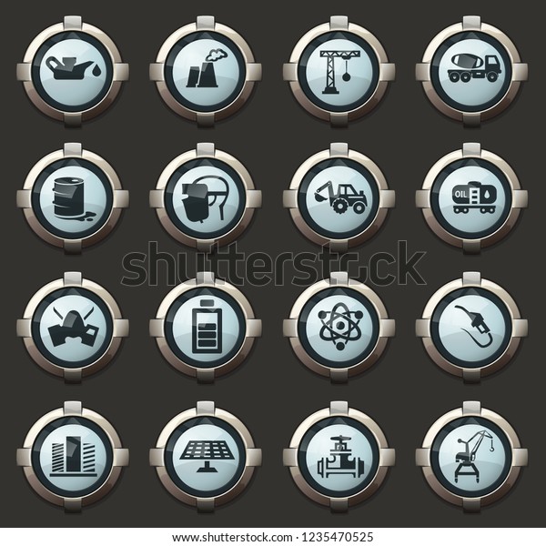 Industry Vector Icons Stylish Round Buttons Stock Vector (Royalty Free ...