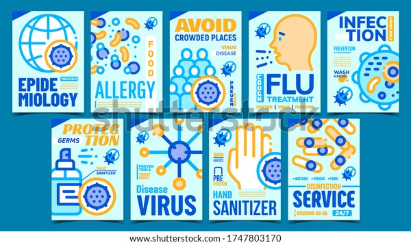 Infection Epidemiology Creative Posters Set Vector Stock Vector ...