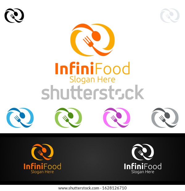 Infinity Food Logo Restaurant Cafe Stock Vector (Royalty Free ...