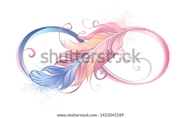 Infinity Symbol Beautiful Feather Painted Pink Stock Vector (Royalty ...