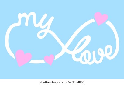 Vektor Stok Infinity Symbol Romantic Slogan Romantic Hearts (Tanpa ...
