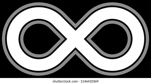 Vektor Stok Infinity Symbol White Outlined Isolated Vector (Tanpa ...