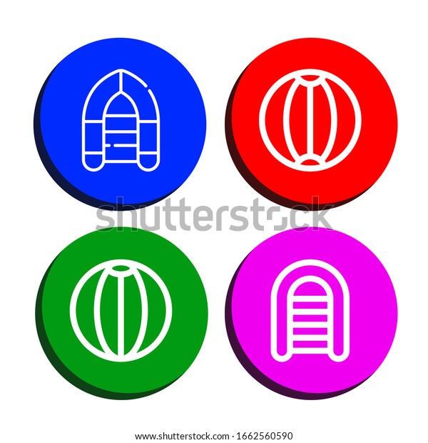 Inflatable Icon Set Collection Inflatable Boat Stock Vector (Royalty ...