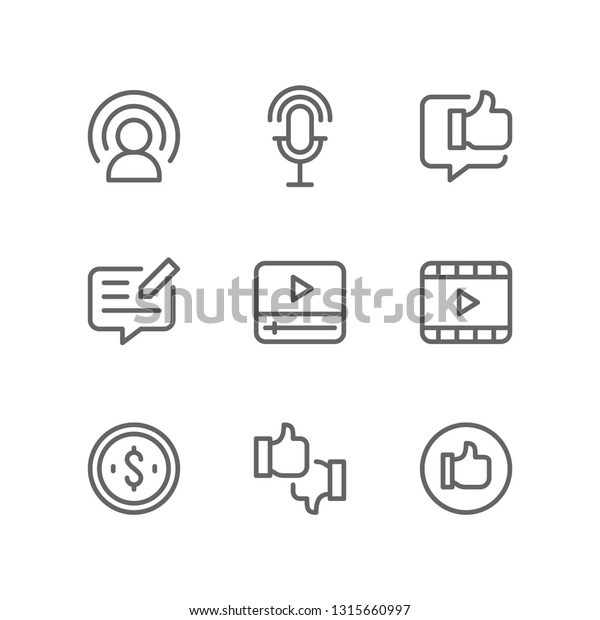 Influencer Icon Set Including Podcast Blogger Stock Vector (Royalty ...