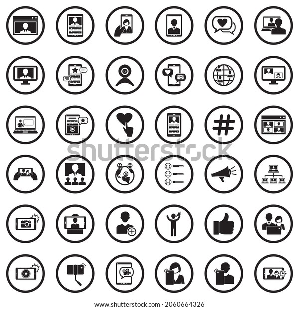 Influencer Icons Black Flat Design Circle Stock Vector (Royalty Free ...