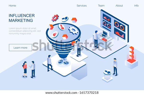 Influencer Marketing Isometric Concept Vector Landing Stock Vector (Royalty Free) 1657370218 ...