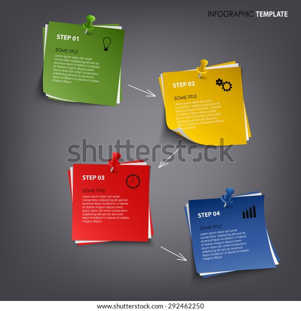 Info Graphic Colored Note Paper Template Stock Vector (Royalty Free ...